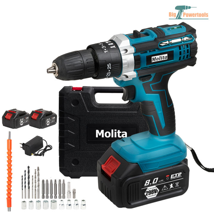 MOLITA สว่านไร้สาย สว่าน 298V 3 ระบบ มีระบบกระแทก แบตเตอรี่ 2 ก้อน ...