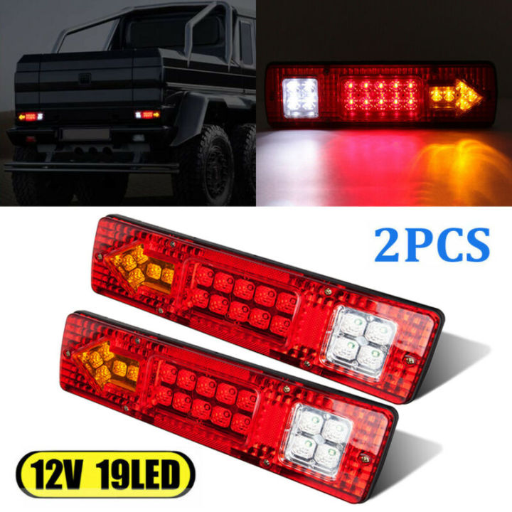 2pcs 19 LED Waterproof Tail Lights Kit RV Camper Trailer Truck Rear ...