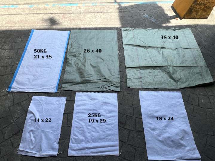Empty Sack 100pcs (50kg 21x38). (25kg 19x29). (18x24). (14x22). (26x40 ...