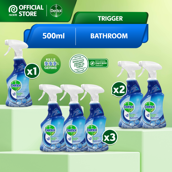 Dettol Trigger Healthy Clean Bathroom Spray 500ml/500ml x2/500ml x3 | Lazada