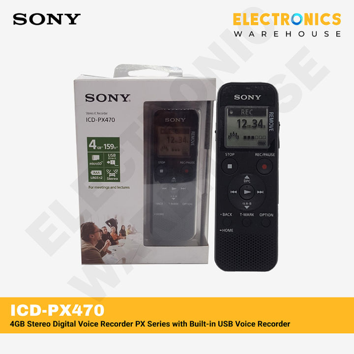 Sony ICD-PX470 4GB Stereo Digital Voice Recorder PX Series with Built ...