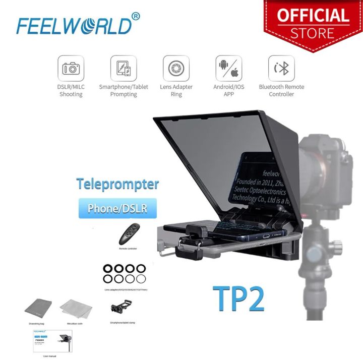 FEELWORLD TP2 Portable Teleprompter DSLR Camera With Remote Control ...