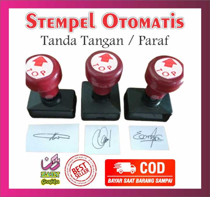 STEMPEL OTOMATIS TANDA TANGAN / PARAF STEMPEL SIGNATURE 1 WARNA custom ...