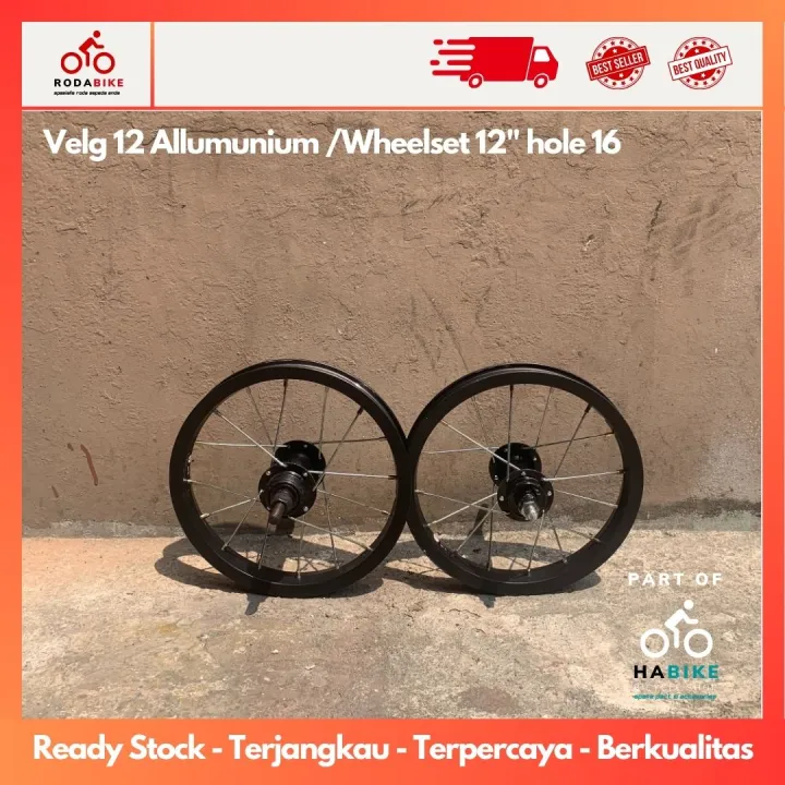 Velg Alumunium Sepeda Ukuran 12" Jadi Depan/Belakang Warna Hitam ALLOY ...