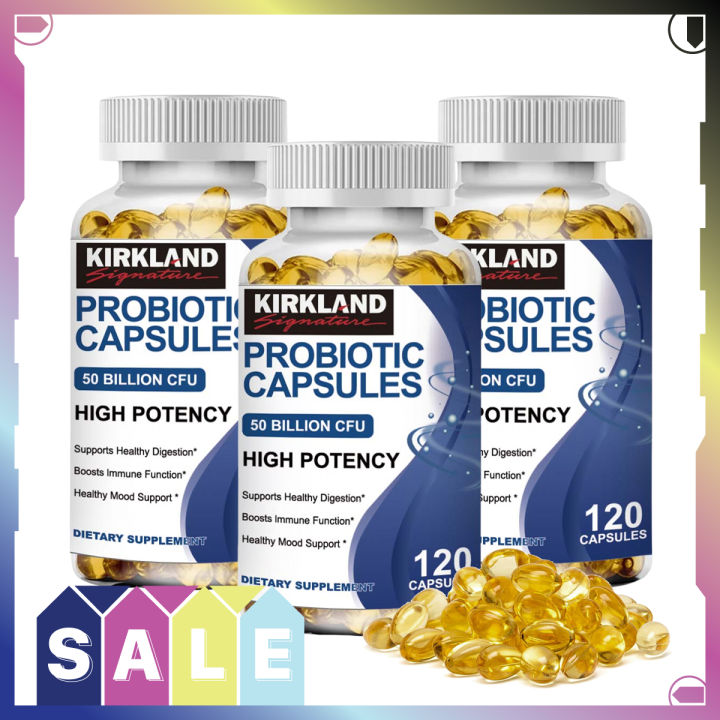 KIRKLAND Probiotic Capsules 50 Billion CFU (โพรไบโอติก + พรีไบโอติก) 120 Probiotic + Prebiotic ...