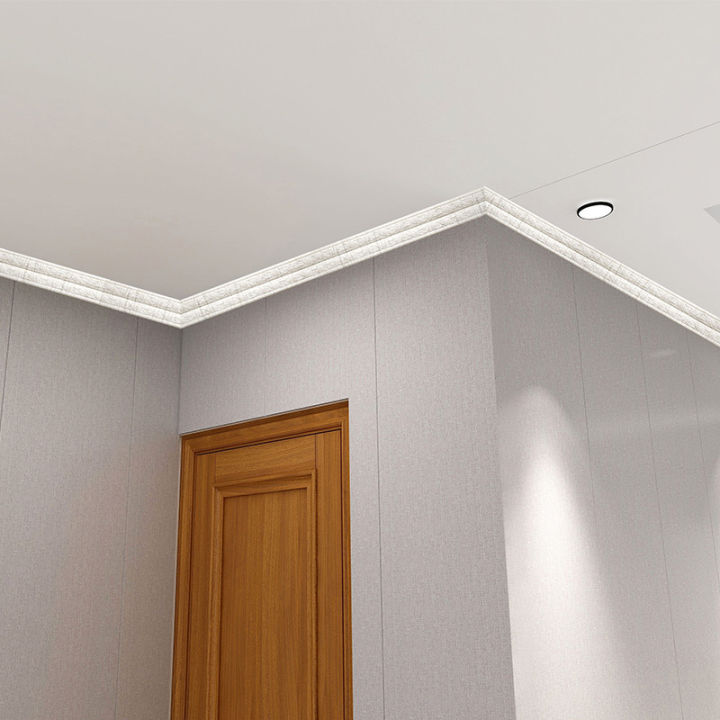 （HOT) Wall Top Corner Line Ceiling Crown Moulding Self-Adhesive Three ...