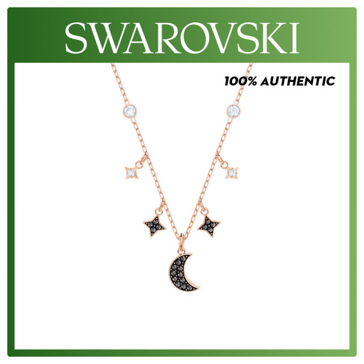 Swarovski Necklaces Moon and Star Symbolic Necklace Black Crystals ...