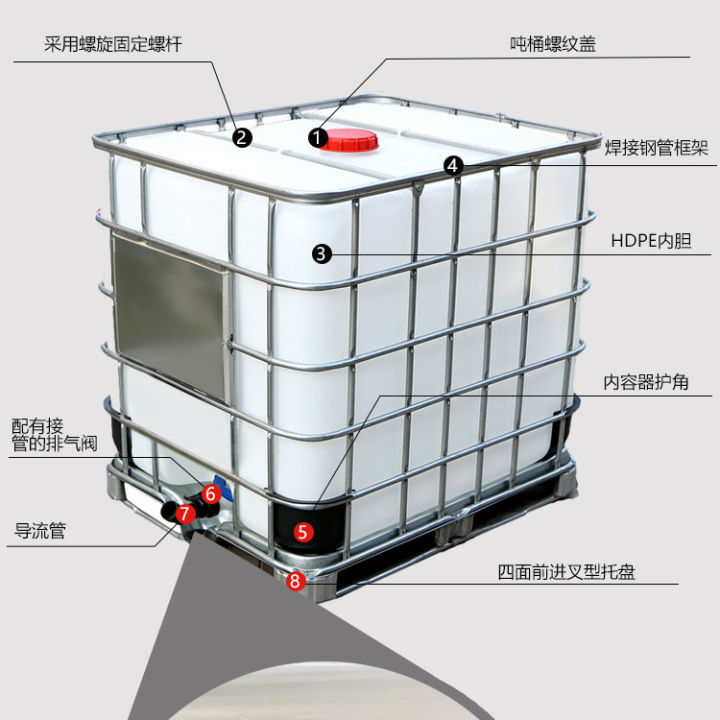 Brand-new IBC tank plastic ton barrel 1000 liters 1 ton food storage ...