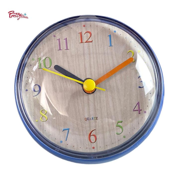 Prettyia Bathroom Clock Wall Clock Round Silent Water Resistant Suction ...