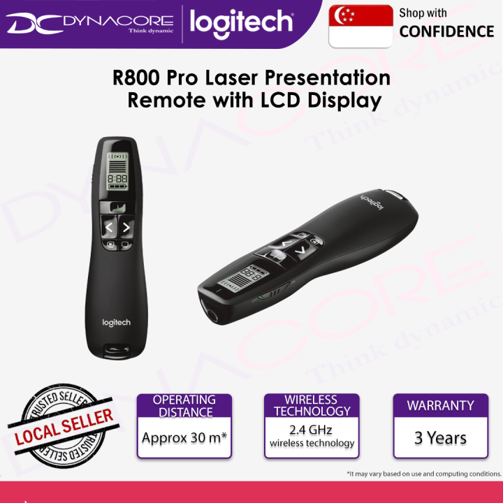 Logitech R800 Pro Laser Presentation Remote with LCD Display 910-001358 ...