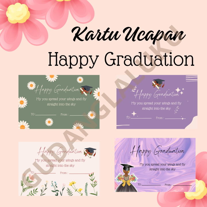 Kartu Ucapan Graduation Elegan dengan Desain Florals & Motif Cetak ...