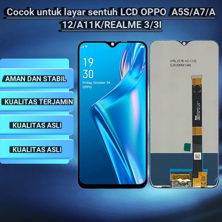 【QUALITY 100%】LCD Oppo A5S/A7/A12/Realme 3 Fullset Layar hp Touchscreen ...