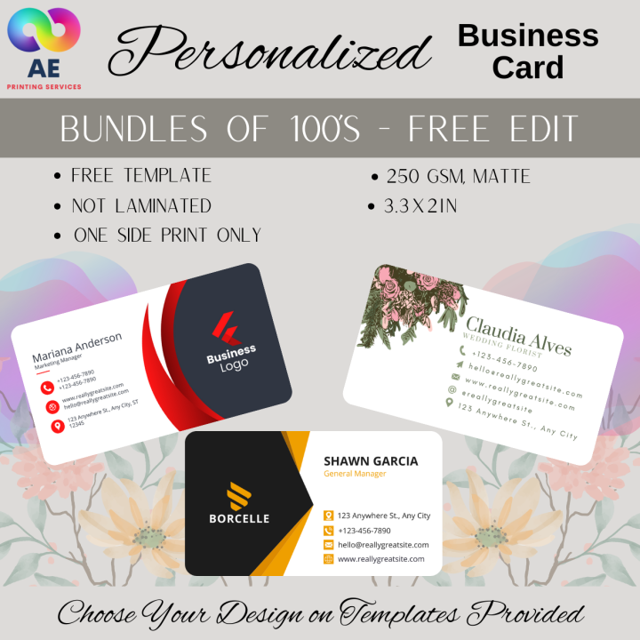 Customized / Personalized Business Card / Calling Card (250GSM Matte ...
