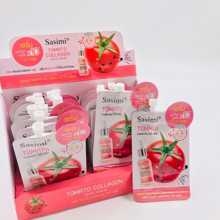 Sasimi Tomato Collagen White Serum เซรั่ม มะเขือเทศ ช่วยให้ผิวดูเปล่งปลั่ง หน้าใส x10 เซรั่ม ...