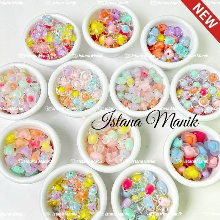 Manik mote acrylic Doff / Clear Love bintang kupu bunga 15gr | Lazada ...