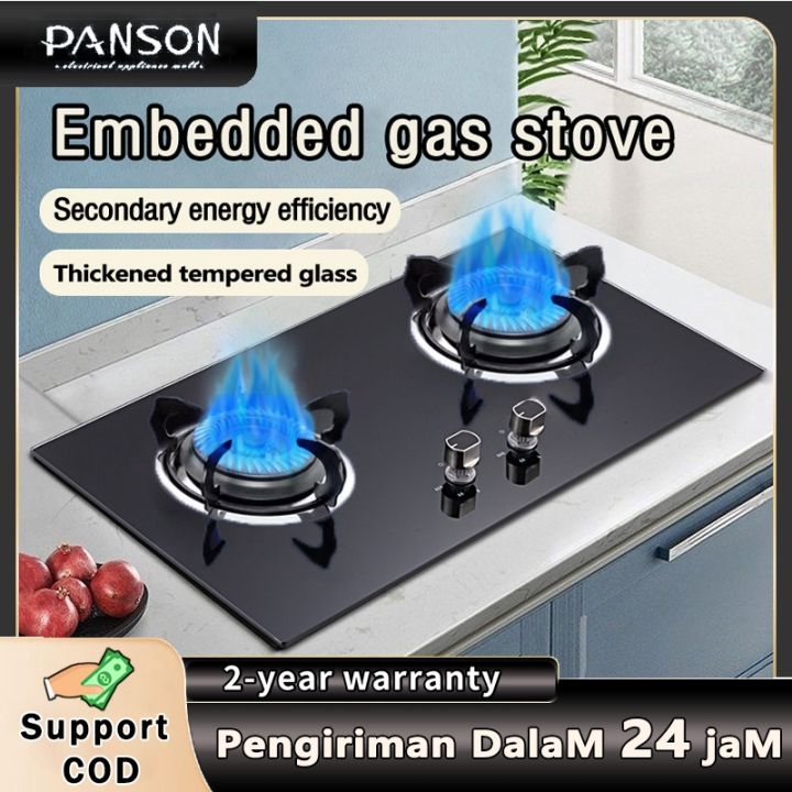 ★Panson double port gas hob tempered glass panel kitchen gas hob ...