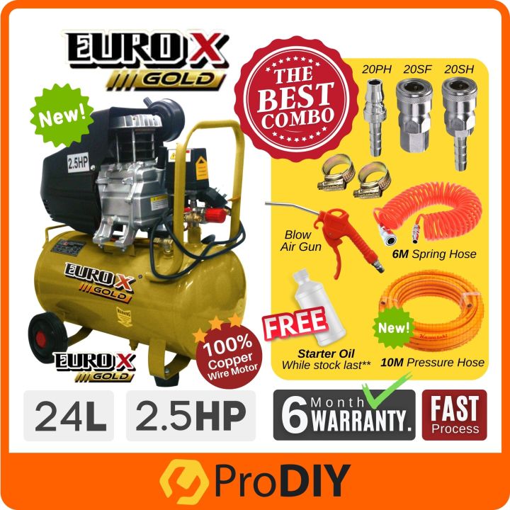 EUROX EAW2524 Air Compressor 24 Liter 2.5HP 8 Bar - 6 Months Warranty | Lazada