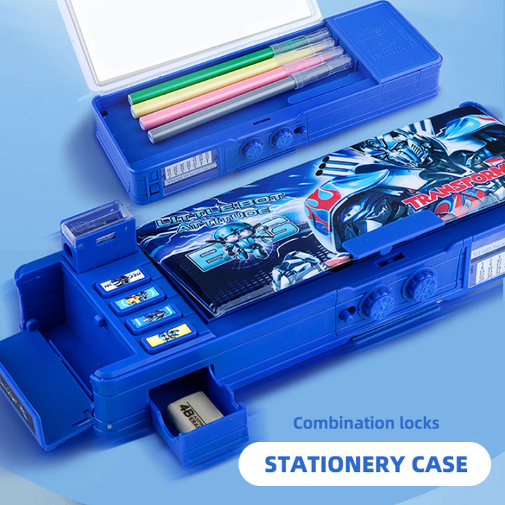 Student Pencil Case With Transformers Kid Password Lock Multi ...