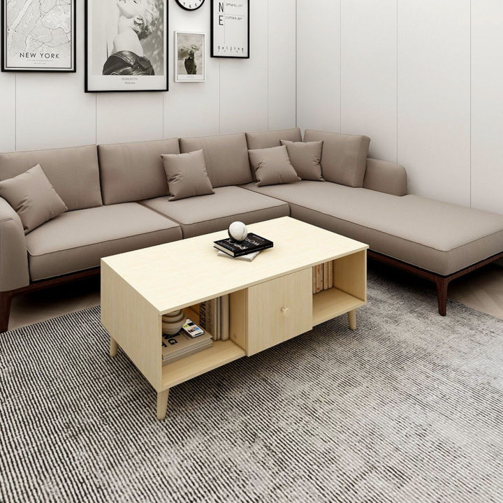 Lauri Center Table Laminated Minimalist with Storage Space Saving Table ...