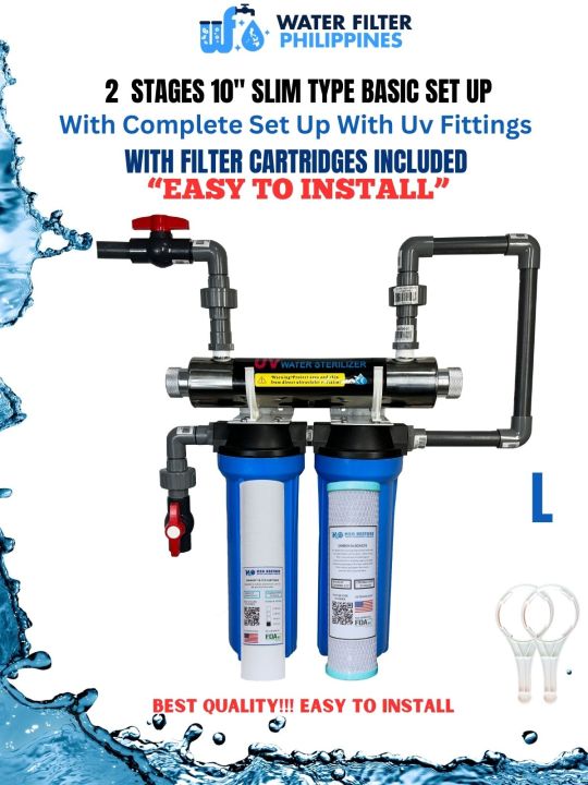 Water Filtration System 2 Stages 10" Slim Type Basic Set Up Complete ...