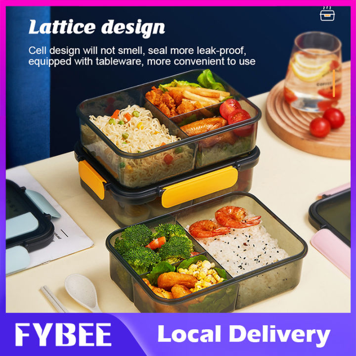 FYBEE Lunch Box With Spoon Chopsticks Microwaveable Lunch Boxes Large ...