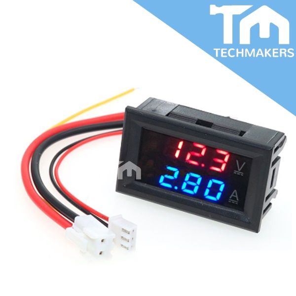 3-Digit 0~100V 10A Dual Display Voltage Current Ampere Meter Digital ...