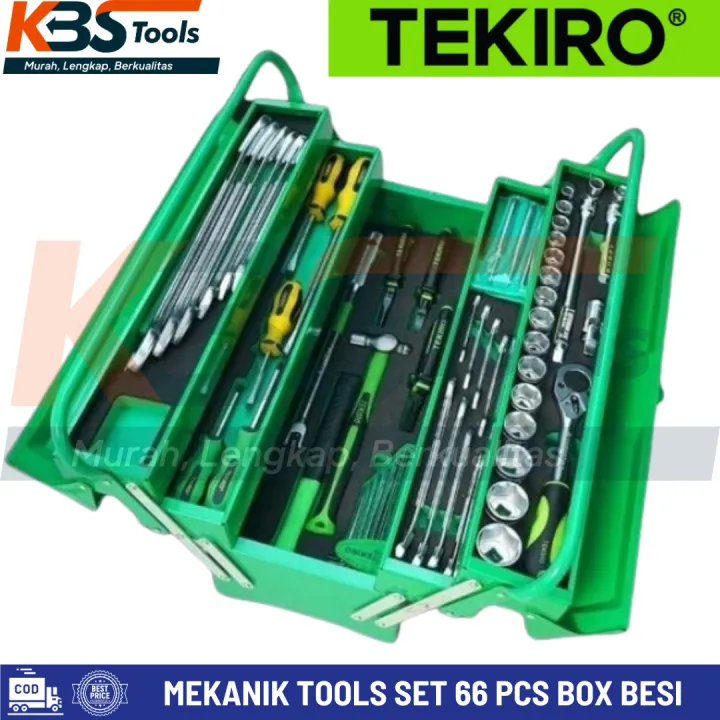 TEKIRO Mekanik Tools Set 66 Pcs Tool Kit Mechanic Box Besi | Lazada ...