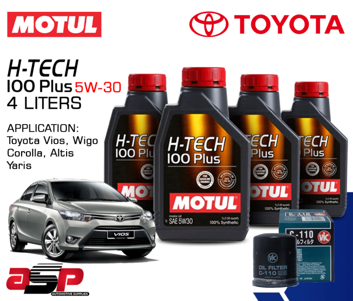 Motul H-Tech 100 Plus 5W-30 Gasoline Oil API SP 4 Liters Bundle with ...