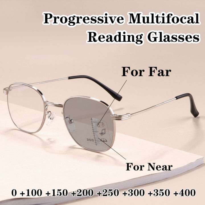 4 in1 Photochromic Progressive Multi Focus Reading glasses Presbyopia ...