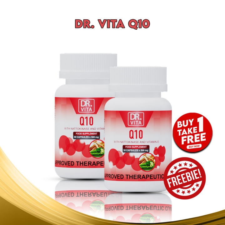 BUY 1 TAKE 1 Dr. Vita (WITH FREEBIES) Q10 with Nattokinase and Vitamin E 500mg 30 capsules ...