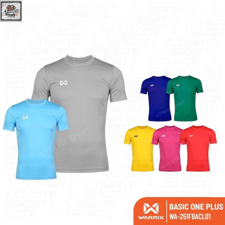 อัพเกรดใหม่ WARRIX เสื้อฟุตบอล เสื้อกีฬา เสื้อคอกลมสีล้วนรุ่น Basic One สีแดง ชมพู เขียว เหลือง ...
