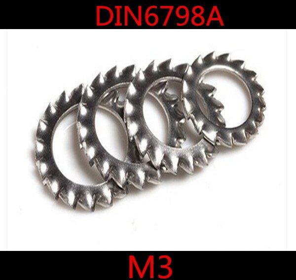 เครื่องซักผ้าล็อกแบบฟันปลาสแตนเลสด้านนอก A2 M3 Din6798a จำนวน200ชิ้น ...