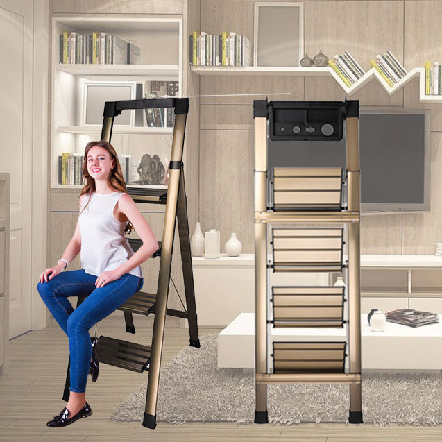Aluminum Alloy Portable Ladder with Tool Tray Folding Ladder Stool ...