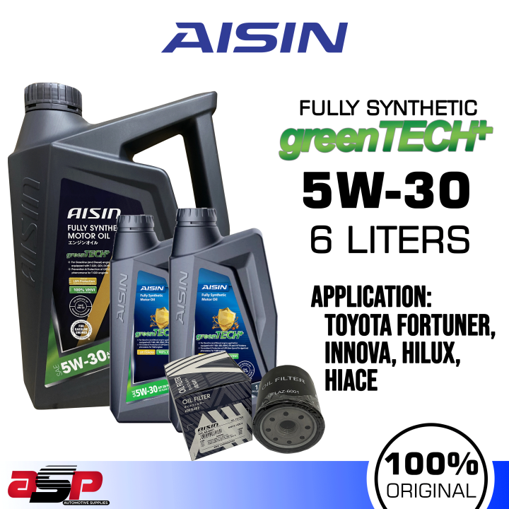 AISIN greenTECH+ 5W-30 Fully Synthetic Engine Oil 6 Liters Bundle for ...