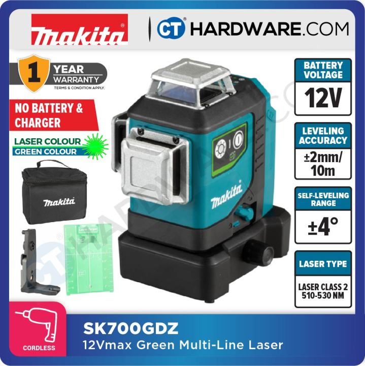 MAKITA SK700GDZ RECHARGEABLE MULTI LINE LASER [ GREEN ] 12V WTHOUT ...