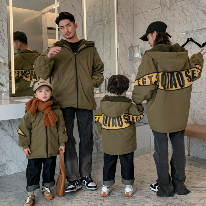 Autumn Family Matching Clothes Contrast Hooded Jacket Mommy and Me Coat ...