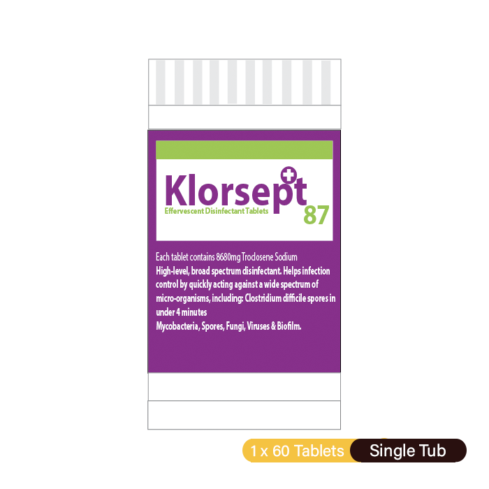 Klorsept 87 Multi Purpose Disinfectant (8680mg Troclosene Sodium) - 60 ...