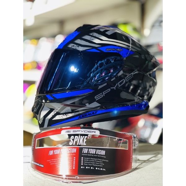 SPYDER SPIKE S8 Full-Face Single Visor Helmet + Free Clear Visor ...