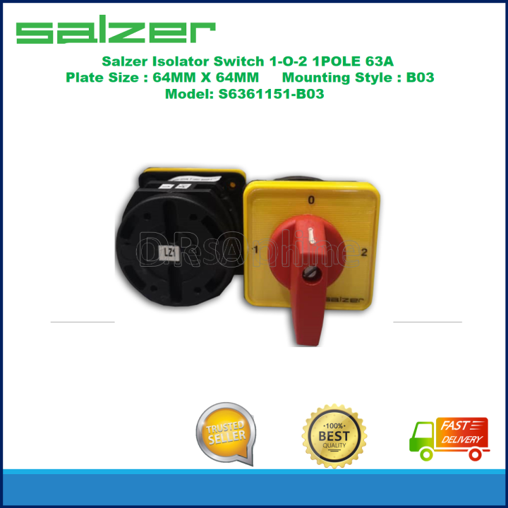 SALZER ISOLATOR SELECTOR SWITCH, 1-0-2 ~ 63A 1 POLE (S6361151-1-B03 ...