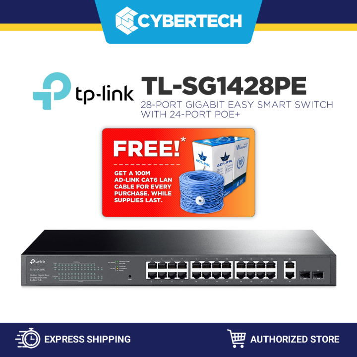 Cybertech TP-Link TL-SG1428PE 28-Port Gigabit Easy Smart Switch with 24 ...