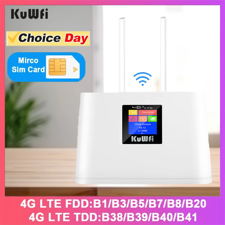 KuWfi 4G LTE Wireless Router 150Mbps SIM Card Modem Wifi Hotspot High ...