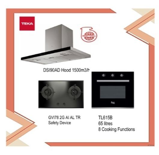 Teka DSI90 AD Chimney Hood (1500m3/h) + GVI78 2G AI AL TR Built In Hob ...