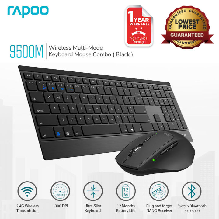 Rapoo 9500M Keyboard and Mouse, Bluetooth & 2.4G Wireless Multi-mode ... Rapoo 9500M Keyboard and Mouse, Bluetooth & 2.4G Wireless Multi-mode ...