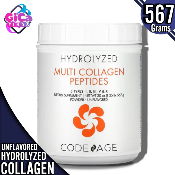 Codeage, Hydrolyzed, Multi Collagen Peptides, 5 Types I, II, III, V, X, Powder, Unflavored, 20 ...