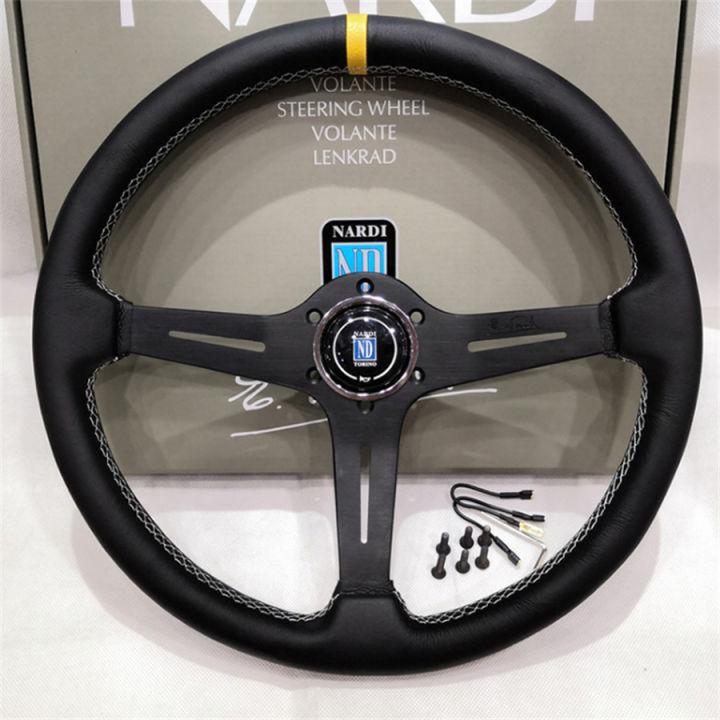 พวงมาลัย Nardi ND 15นิ้วพร้อมหนังแท้พร้อมแตร | Lazada.co.th