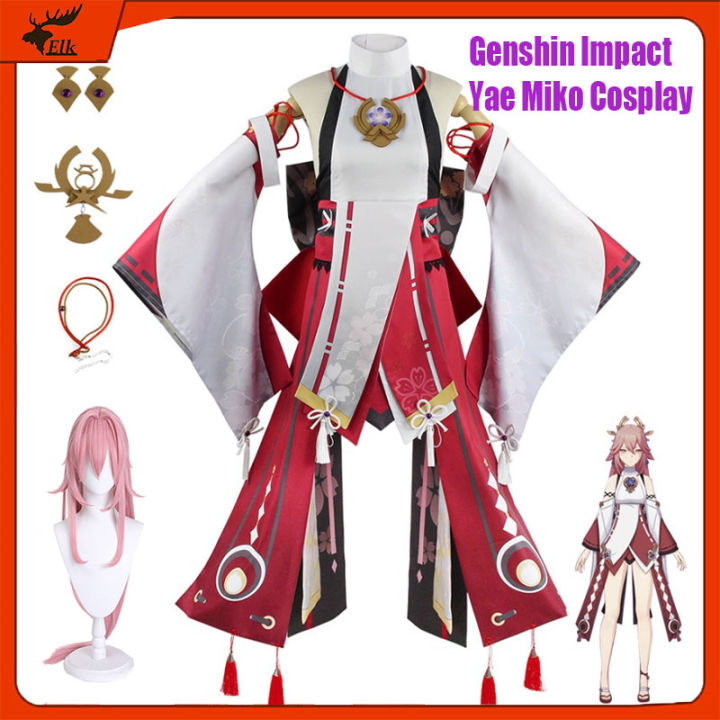 Genshin Impact Yae Miko Cosplay Costume Game Guuji Yae Battle Suit ...