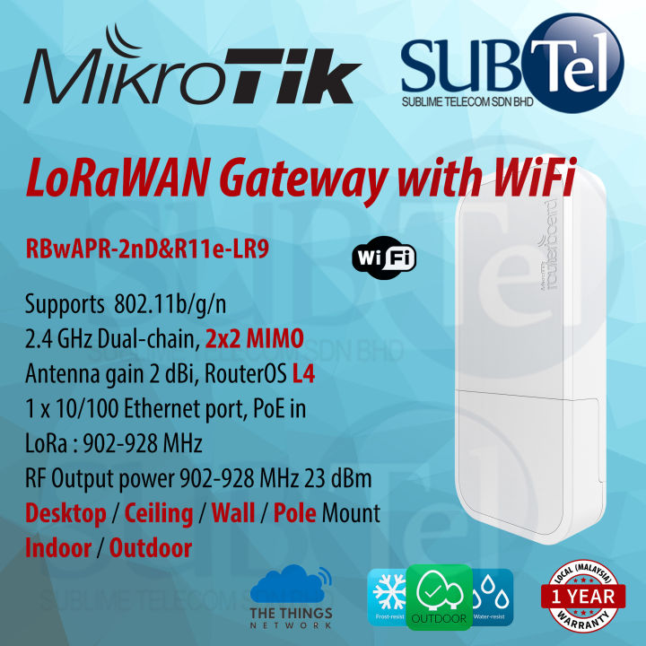 CLEARANCE MikroTik LoRaWAN IoT Gateway with WiFi - wAP LR9 (RBwAPR-2nD&R11e-LR9) kit Access ...