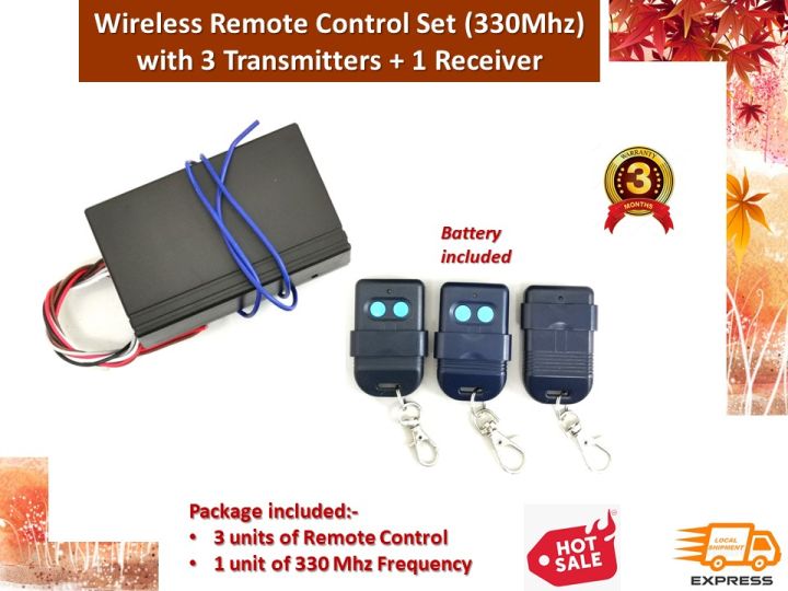 330Mhz 2 Channel Autogate Door Wireless Remote Control with 3 ...