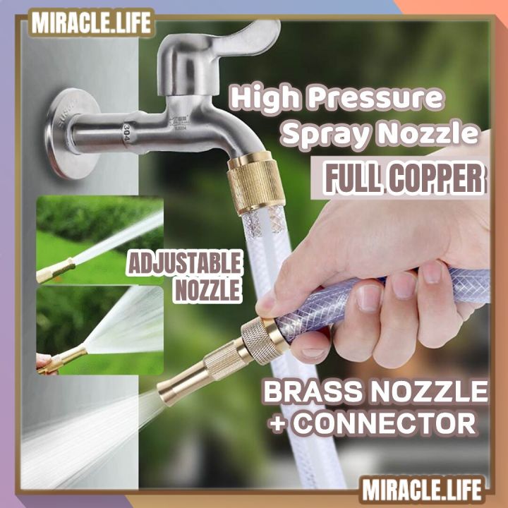 Heavy-Duty Brass Spray Nozzle With Faucet Connector Hose Plug High ...