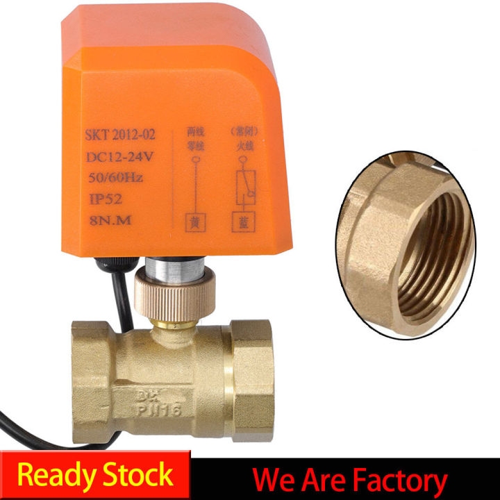 【Thailand Stock】DN15/DN20/DN25 Electric Ball Valve Electric Motorized Thread Ball Valve Brass AC ...
